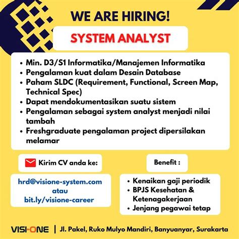 Lowongan Kerja Juli 2022 Analyst Pt Visione System Di Solo Info Loker