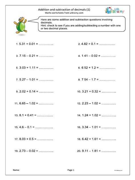 Add Decimal New Pdf