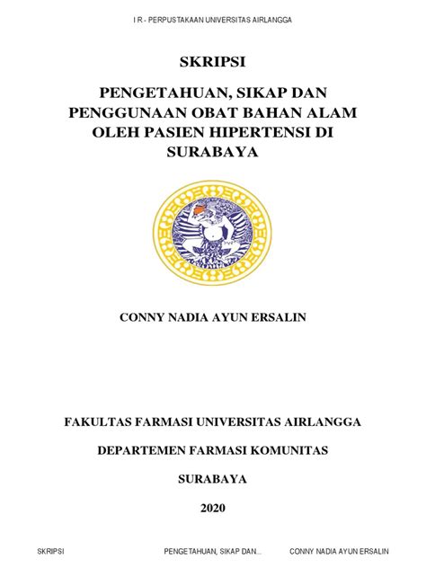 Pengetahuan Sikap Dan Penggunaan Obat Bahan Alam Pdf