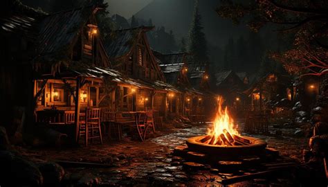 Premium Photo Dark Fantasy Campfire Lightstyled Lighting