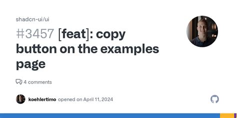Feat Copy Button On The Examples Page · Issue 3457 · Shadcn Uiui
