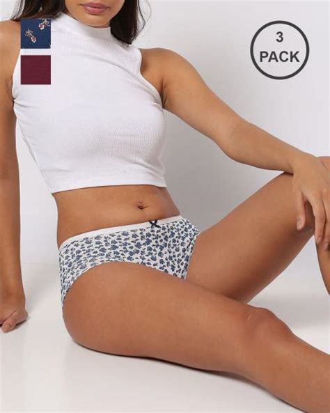 Buy Pack Of 3 Stretch Cotton Mid Rise Hipster Panty Online At Best