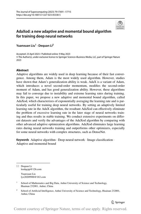 Adaxod A New Adaptive And Momental Bound Algorithm For Training Deep
