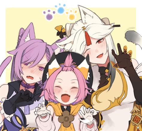 Keqing Ningguang And Diona Genshin Impact Drawn By Hinagi Fox