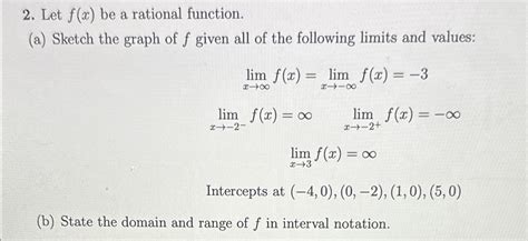 Solved Let F X Be A Rational Function A Sketch The Chegg Com