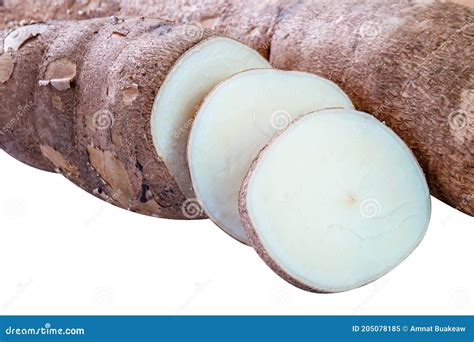 Cassava Tubers And Sliced Isolated On White Pile Cassava Manioc In Top