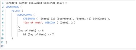 Working Days Calculator In Power BI