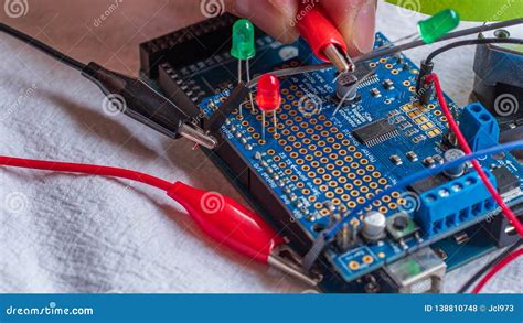 Microcontroller Build Closeup Showing Components Board And Shield Stock Photo Image Of