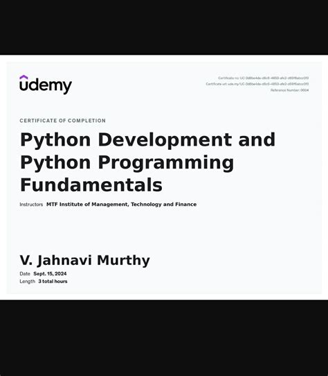Learning Never Stops Honored To Have Earned From Certificate For Python Coding And Ready To