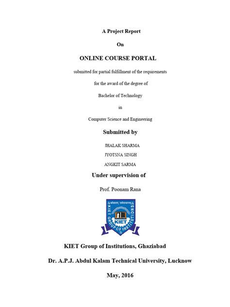 A Project Report Online Course Pdf Academic Degree Information