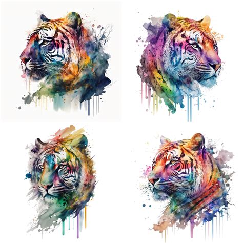 Tiger Watercolor Digital Downloads Tiger Clipart Tiger Png Tiger