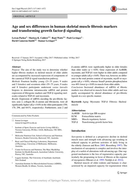 Age And Sex Differences In Human Skeletal Muscle Fibrosis Markers And