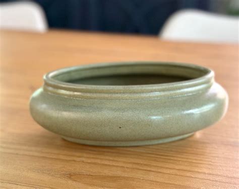 Vintage Haeger Planter Hand Signed Oval Sage Green Haeger Plant Pot