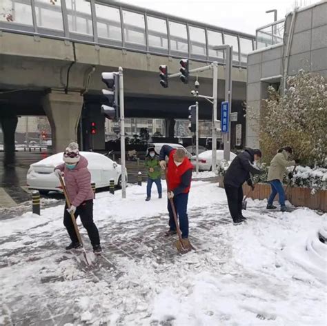 郑州技师学院组织教职工志愿者清理街道积雪 学校新闻 郑州技师学院