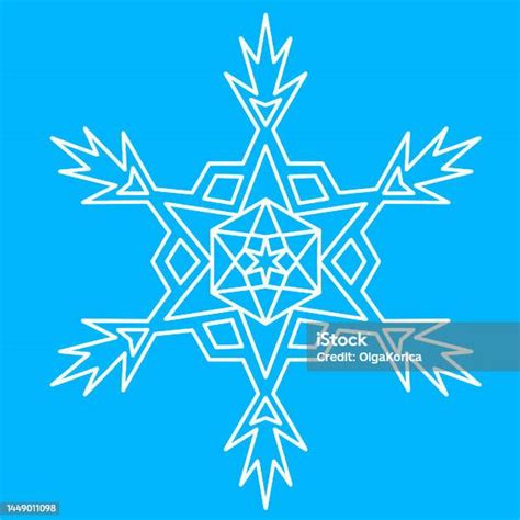 파란색 배경에 흰색 눈송이입니다 간단한 귀여운 크리스마스 기호 기하학적 모양의 눈송이 얼음 결정 겨울 디자인 0명에 대한 스톡 벡터 아트 및 기타 이미지 Istock