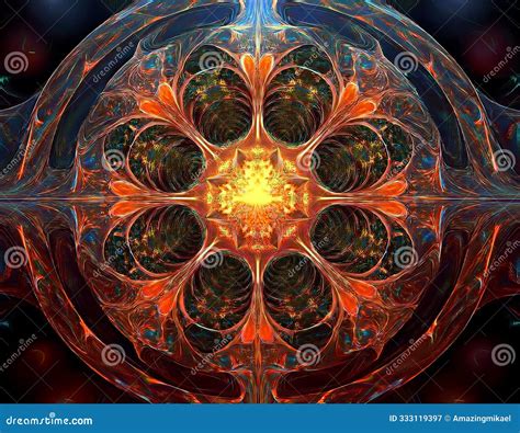 Intricate Geometric Fractals Abstract Digital Symmetry In Complex Mathematical Patterns Stock
