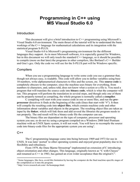 Programming In C Using Ms Visual Studio Introduction