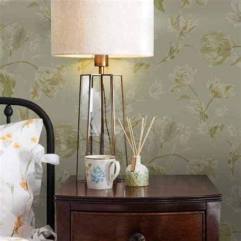 Gosford By Laura Ashley Sage Green Wallpaper Wallpaper Direct