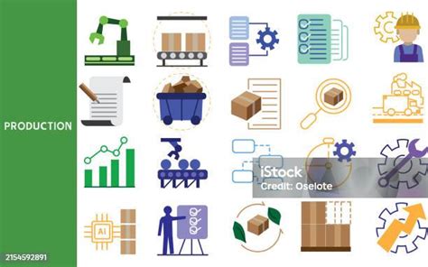 제조 생산 대규모 제조업 구조 비즈니스 라인 아이콘 집합 기호 컬렉션 벡터 일러스트 레이 션 개념에 대한 스톡 벡터 아트 및 기타 이미지 Istock