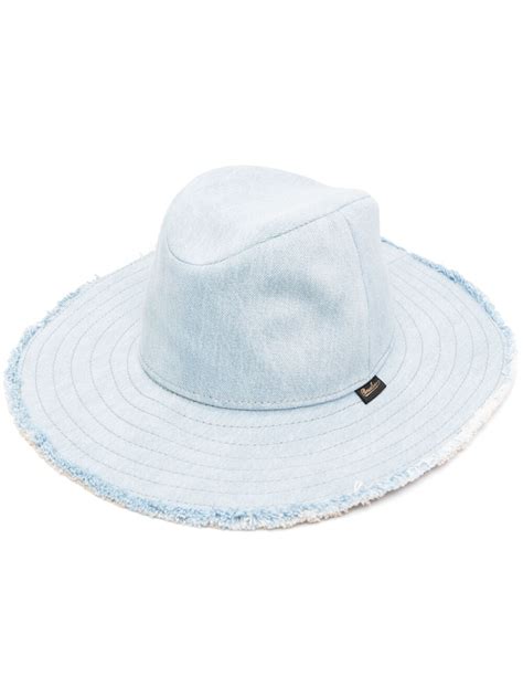 Borsalino Fringed Denim Sun Hat Blue Editorialist