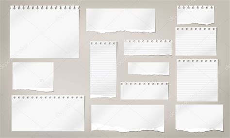 Conjunto De Notas Blancas Desgarradas Cuaderno Forrado Y Piezas De
