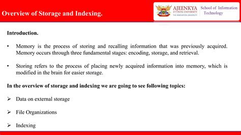 Overview Of Storage And Indexing BY Pratik Kadam PPT
