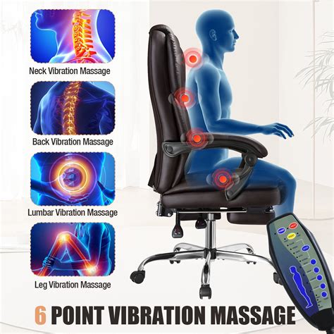 Office Chair Heated Massage Executive Computer Desk Pu Leather Work