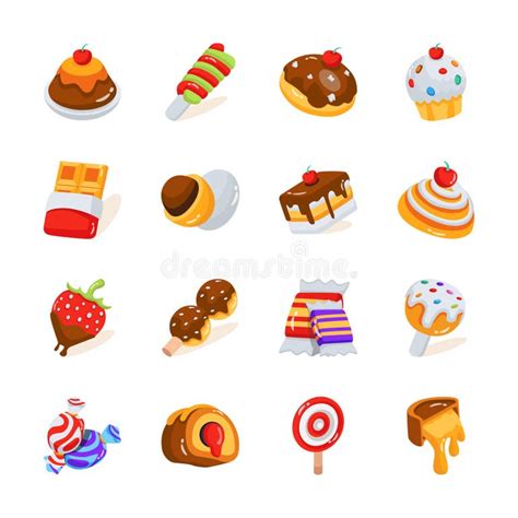 Handy Collection Of Chocolate And Candy 2d Icons Stock Illustration