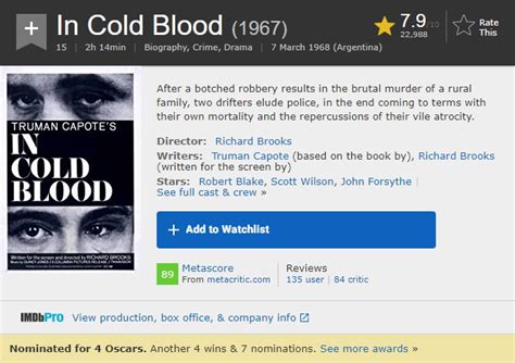 인 콜드 블러드 [냉혈한 1967]1080p [리처드 브룩스] 로버트 블레이크 스콧 윌슨