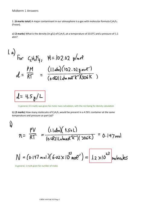 Chem Midterm 1 Part 2 Answers 1 Warning Tt Undefined Function 32