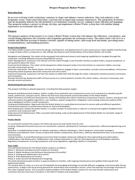 project proposal pdf robotics robot