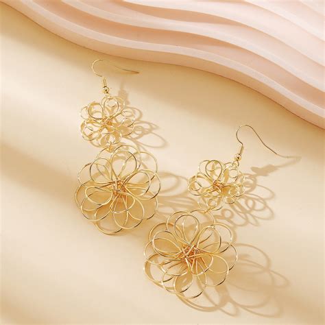패션 팬시 구리 와이어 핸드메이드 연꽃 꽃잎 드롭 귀걸이 여성용 Aliexpress
