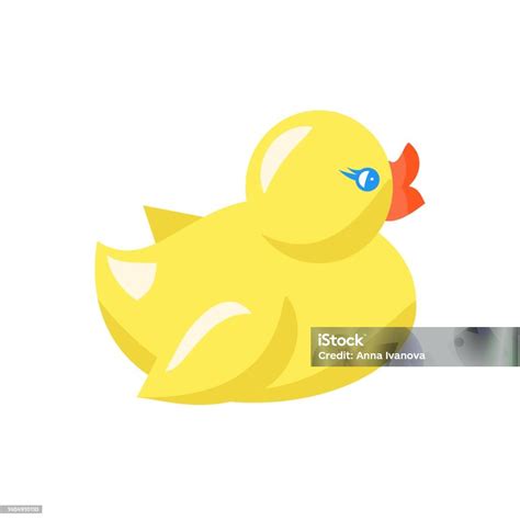 Yellow Rubber Duck Cartoon Vector Illustration On White Background