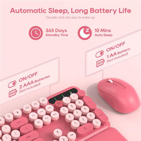 Mua Wireless Keyboard And Mouse Combo Round Keycaps Full Size Retro Typewriter Keyboard With