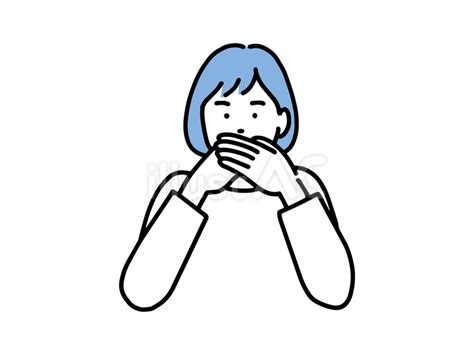 手で口を覆って黙秘する女性イラスト No 23500146｜無料イラスト・フリー素材なら「イラストac」