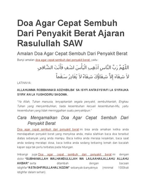 Doa Mohon Kesembuhan Dari Penyakit Yang Berat Contoh Surat Resmi