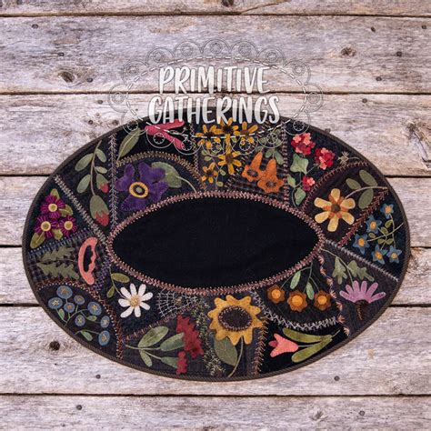 Flower Garden Crazy Table Mat Download Primitive Gatherings Quilt Shop