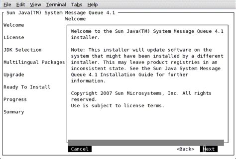 Installing In Text Mode Sun Java System Message Queue 41 Installation