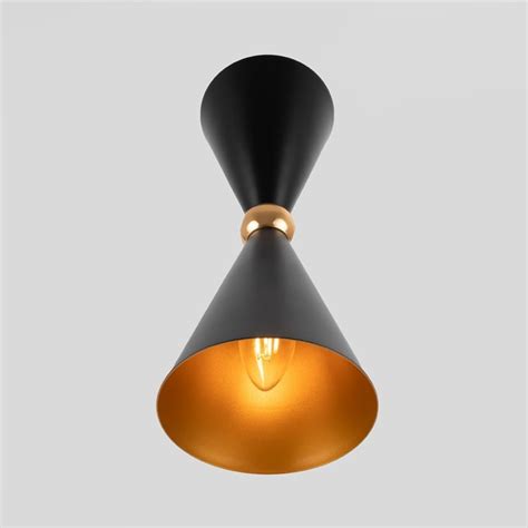 Aplique De Pared 2 Luces Moderno Dorado Con Pantalla Negra Vesper