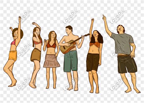 손으로 그린 만화 카니발 문자 장면 Png 일러스트 무료 다운로드 Lovepik