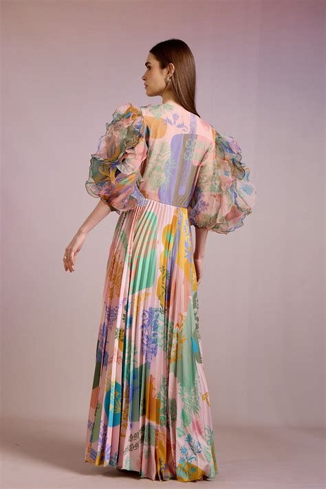 Pankaj And Nidhi Arch Ruffle Maxi Dress Elahe