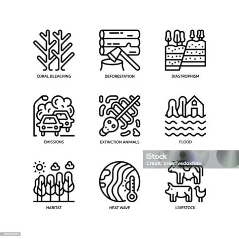 設置氣候變化圖示向量圖形及更多全球性圖片 全球性 圖標集 圖示 Istock