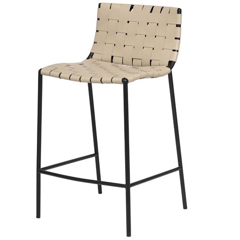 Elite Living Soho Mid Century Modern Leather Weave Bar Stool 26 Inch