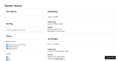 Search Page Interview Takehome Codesandbox