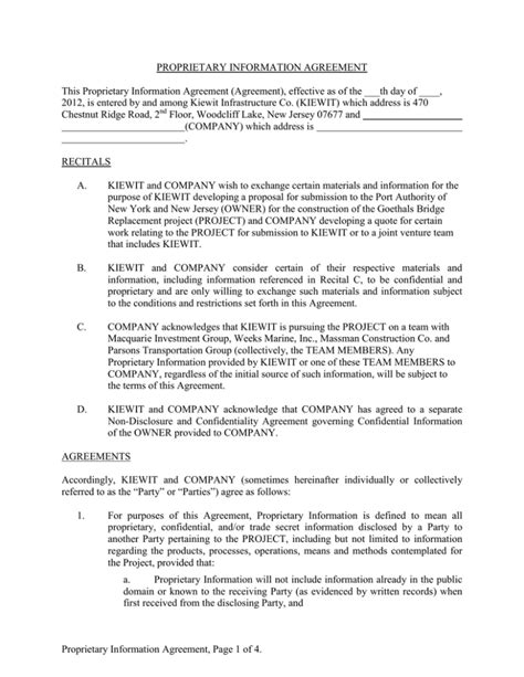 Proprietary Information Agreement