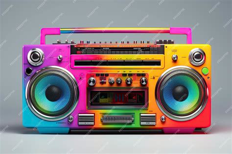 Premium Photo Illustration Colorful Retro Boombox On The Table