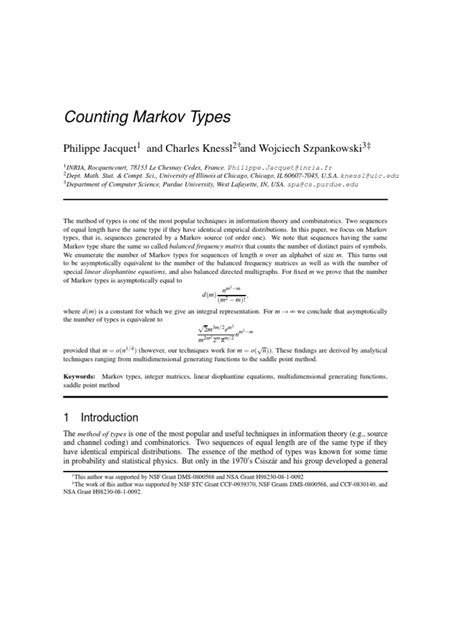 Counting Markov Type Pdf Summation Markov Chain