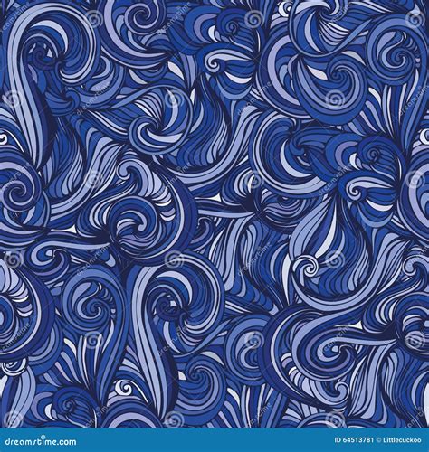 Abstract Wave Hand Drawn Pattern Seamless Texture Stock Vector