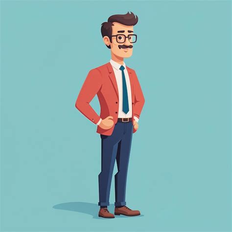 Handsome Young Man In Glasses And Suit Vector Illustration Premium Ai