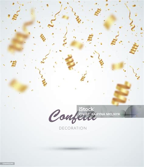 벡터 색종이 오버레이 리본과 입자골드 색종이 파티 축하 배경입니다 금 금속에 대한 스톡 벡터 아트 및 기타 이미지 금 금속